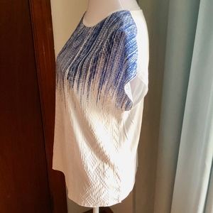 Zara | Tops | Zara White Blue Rain Textured Top | Poshmark